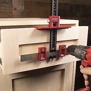 Milescraft 1340 Hardware Jig – Adjustable Drill Guide to Quickly Install Cabinet/Drawer Handles, Knobs and Pulls. Cabinet Hardware Template, Wood Drilling Guide Jig, Drawer Pull Jig.