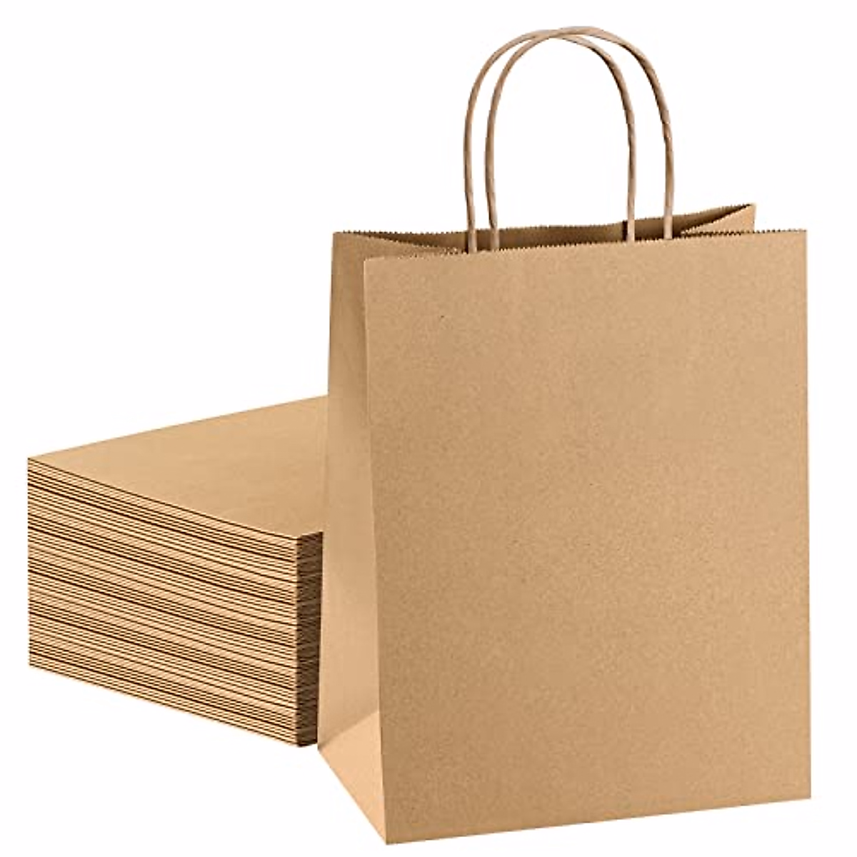 Brown Paper Bags 8x4.25x10.5 100Pcs Gift Bags Medium Size Paper Bags with Handles, Kraft Bags Bulk, Paper Shopping Bags, Gift Bags, Retail Bags, Paper Bags for Wedding Christmas Valentine Birthday Business