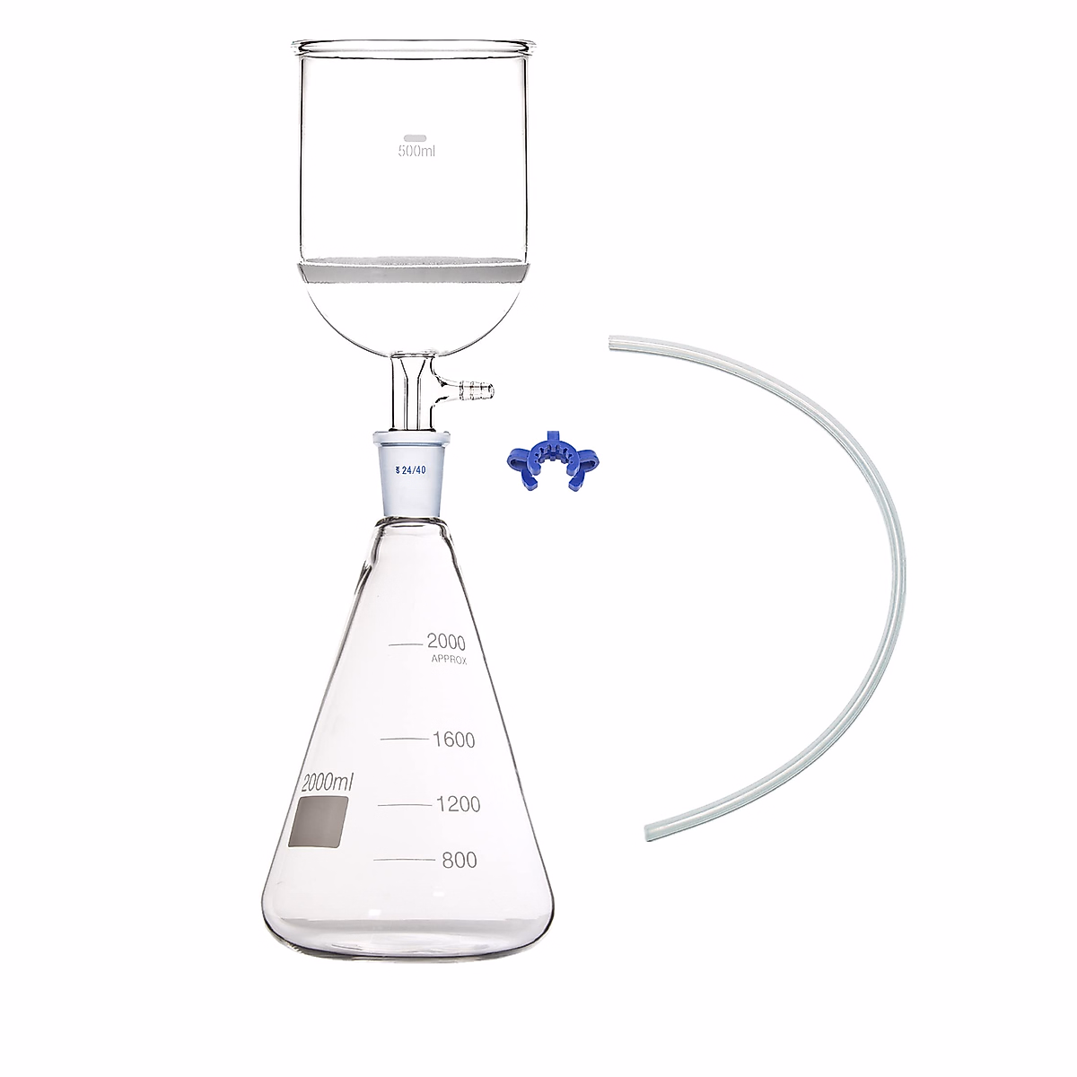 Deschem 2000ml,24/40,Glass Suction Filtration Kit,500ml Buchner Funnel & 2L Erlenmeyer Flask