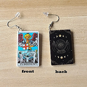 VEINTI+1 22 Pairs Tarot Card Earrings arot Divination Earrings Wheel of Fortune Grand Arcana Earrings Waite Tarot Earrings Jewelry with Double Side Tarot Patten Pendant Earring for Women Playing Astrology Charms Decor Nature'S Secret Library Regalo De Joy