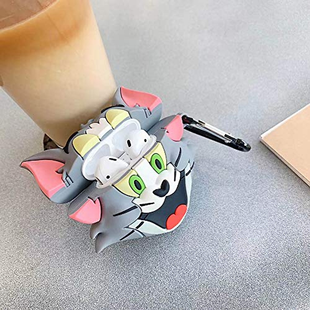 ZOSTLAND Wireless Earphone Case, Adorable Mouse Thick Soft Portable Keychain Finger Ring Protective Silicone Skin Cover Case Compatible with Apple AirPods Case 2&1 (Airpods 1/2,Mouse)