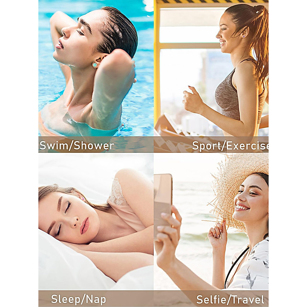 TANGPOET White Fire Opal Studs Screw Back Earrings for Women Sterling Silver Hypoallergenic Twist Back Earrings for Sensitive Ear Jewelry Birthday Gifts