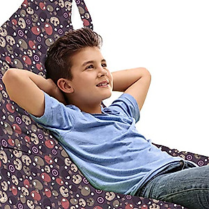 Ambesonne Vegetable Lounger Chair Bag, Mushrooms and Onion Rings Food Art Gardening Kitchen Artwork Veggies Eats, High Capacity Storage with Handle Container, Lounger Size, Multicolor