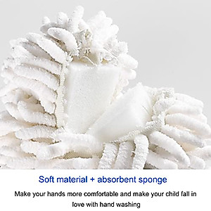 kitgaga Hand Towels for Bathroom Decorative Set,2-Pack Chenille Hanging Hand Towel Ball Microfiber Plush Absorbent Soft Small Bath Towel with Loop for Kitchen Washstand or Powder Room(Grey and White)