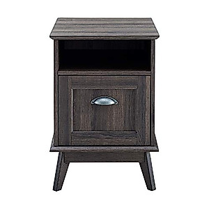 Newport Series Tall Wooden Home Office File Cabinet with Fully Extended Drawer | Side End Table | Sturdy and Stylish | Easy Assembly | Smoke Oak Wood Look Accent Living Room Furniture