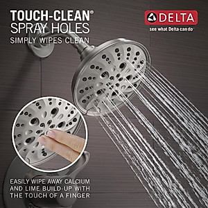 Delta Faucet Esato 14 Series Single-Handle Shower Faucet, Shower Trim Kit with 5-Spray H2Okinetic Shower Head, SpotShield Brushed Nickel 142897-SP (Valve Included)