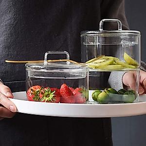 CALLARON Cups Glass Soup Bowl 1pc Glass Bowl Sank With Cover Large Glass Salad Bowl Clear Borosilicate Glass