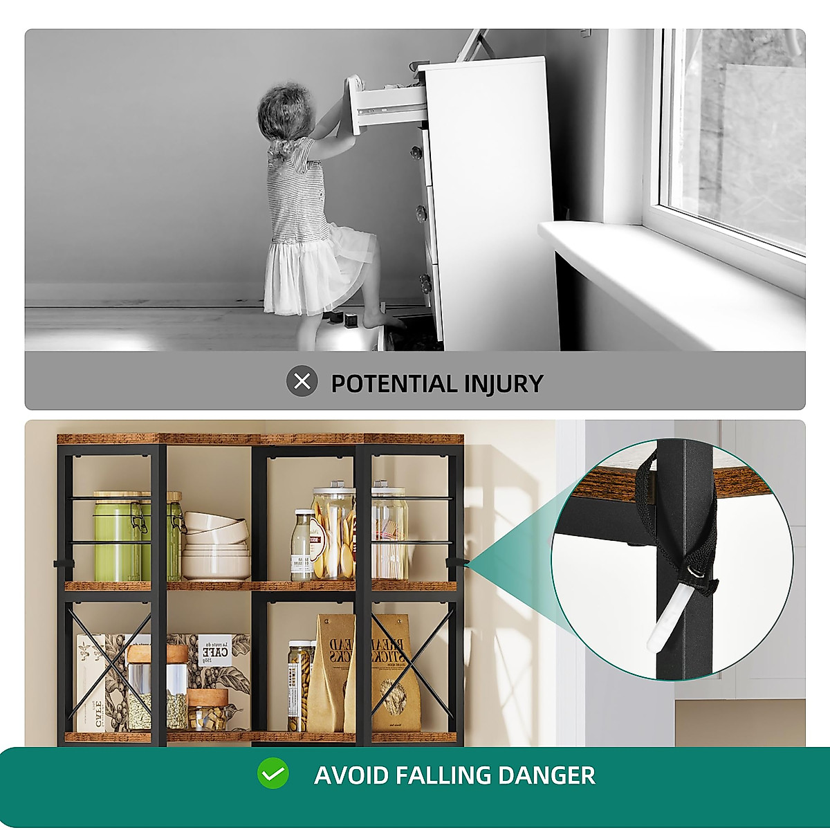 YITAHOME Corner Bookshelf with Storage, 7-Tier Corner Shelf with Doors, Large Corner Bookcase Display Rack for Living Room Bedroom Home Office, Rustic Brown