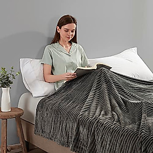 nestl Grey Fleece Blanket – Bed Blankets Queen Size, Lightweight Fuzzy Blanket, Super Soft Blanket, Queen Size Blanket for Bed, Cut Plush Blanket, 90 x 90 Inches Warm Cozy Queen Blanket