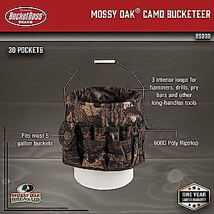 Bucket Boss - Camo Bucketeer Bucket Tool Organizer (Fits 5 Gallon Bucket), Bucket Organization (85030), Mossy Oak Camo