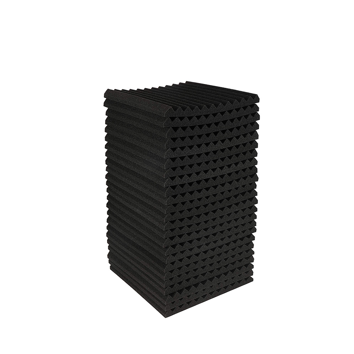 Burdurry 24 Pack Acoustic Panels Soundproof Studio Foam for Walls Sound Absorbing Panels Sound Insulation Panels Wedge for Home Studio Ceiling, 1" X 12" X 12",(24pcs, Black)