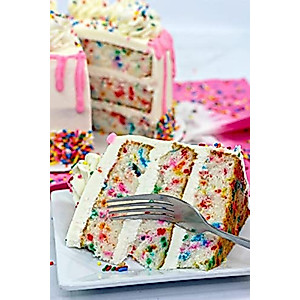 Pillsbury Funfetti Premium Cake Mix, 15.25 oz and Funfetti Vanilla Flavored Frosting, 15.6 oz with By The Cup Spatula Knife