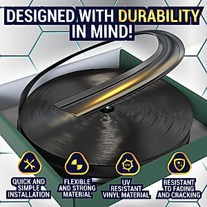 LATCH.IT Trim Molding Insert 7/8" (Black) | 100’ RV Molding Exterior | UV‑Resistant | Ultra‑Durable Vinyl RV Trim | Weatherproof & Flexible