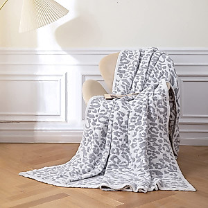 MH MYLUNE HOME Ultra Soft Micro Plush White Grey Leopard Blanket (51x63 inches) Warm Reversible Cheetah Blanket Leopard Pattern Throw for Couch Bed Sofa