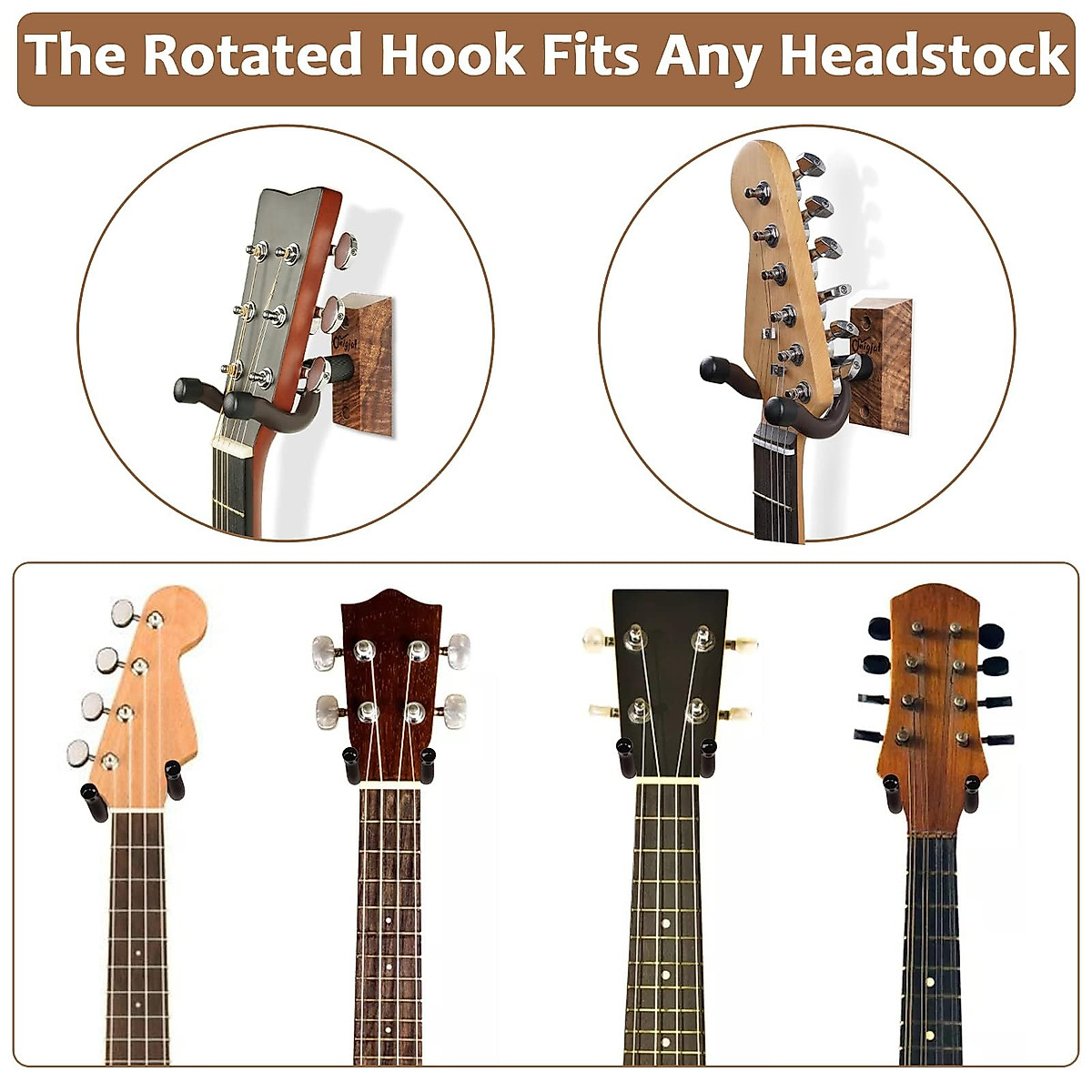 SNIGJAT Guitar Wall Mount, Hardwood Guitar Wall Hanger, 2 Pack Guitar Hanger, V-Shaped Guitar Holder Wall Mount, Guitar Accessories for Acoustic Electric Guitar Bass, Gift for Guitar Player