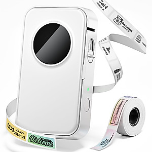 Phomemo Label Maker Machine with Tape, D35 Wireless Bluetooth Labels Maker Portable Mini Label Printer, Easy to Use with Smartphone Small Sticker Labeler Multiple Templates for Home Office organizing