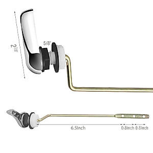 Universal Toilet Handle Replacement Kit, Chrome Finish Toilet Flush Handle with Nut Lock and Stainless-Steel Flapper Chain, Side Mount Toilet Flush Lever Fits Most Standard Toilet Tanks, Easy Install