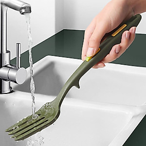 1 Pc Silicone Salad Forks Flexible Dessert Pasta Fruit Cooking Utensils Multi-function Spaghetti Server Whisking Serving Kitchen Tools(black)