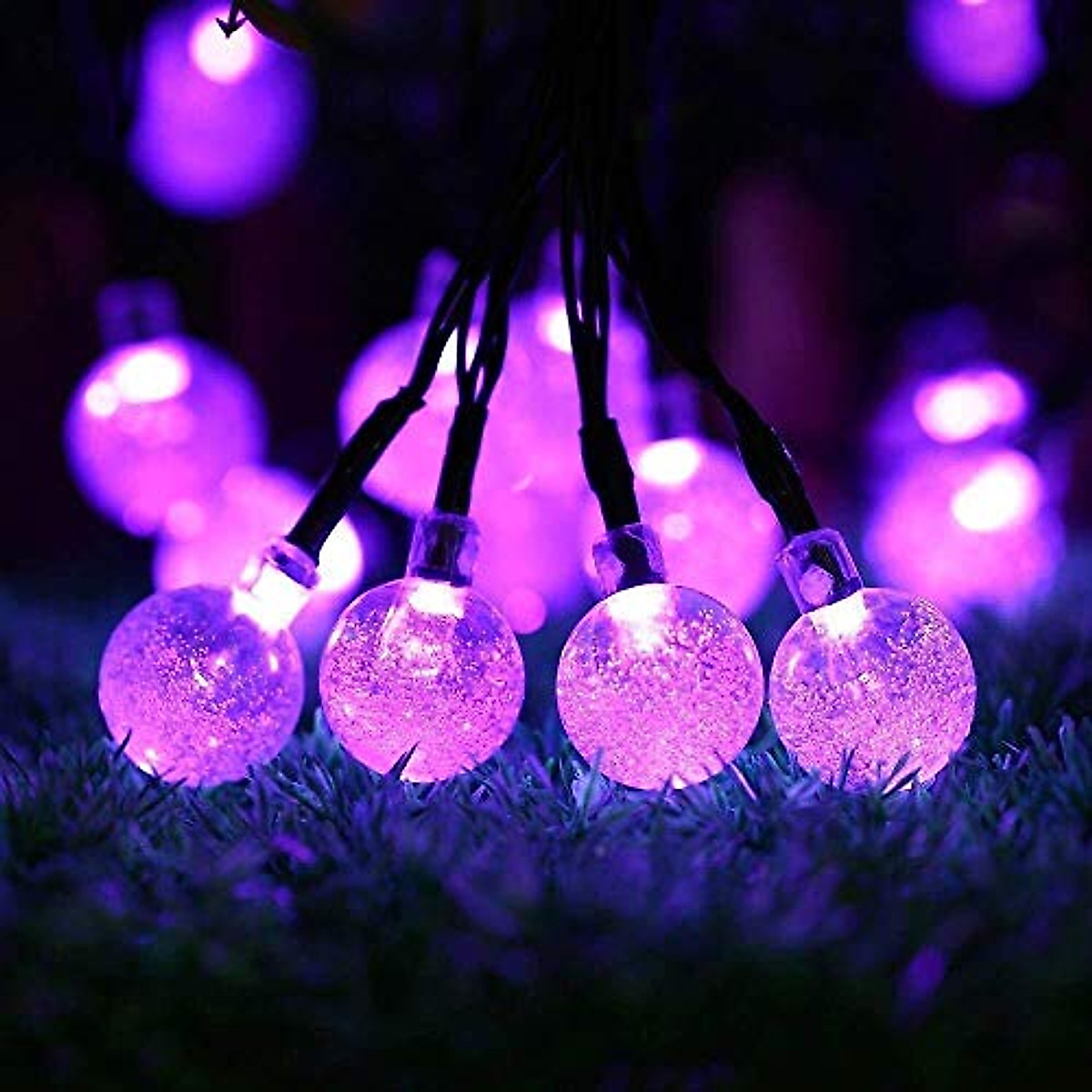 LIUPENGWEI Solar String Light, 20LED, 5m Outdoor Crystal Ball Christmas Decorative Lights Christmas Tree Lawn Home Garden, Dew Purple Waterproof Solar Lamp Garden Ghost Light