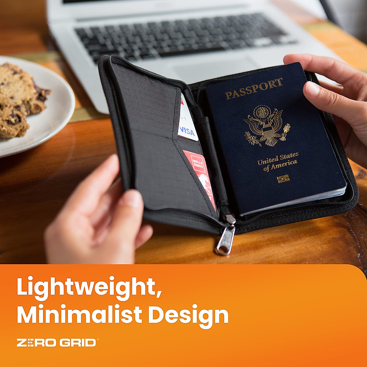 Passport Holder & Travel Wallet with RFID Blocking - Premium Document Organizer Case for Men and Women - Holds Passports, Cards, Tickets, ID, Cash - Compact Zippered Wallet - Midnight