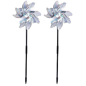 YARDWE 2pcs Bird Blinder Repellent Pinwheels Reflective Pinwheels Sparkly Pin Wheel Wind Spinners Scare Off Birds and Garden Decoration