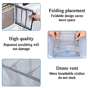 Xloey 1Pcs Wardrobe Clothes Organizer,7 Grids Jeans Organizer,Washable Foldable Mesh Separation Box,for T-shirt,Legging,Jeans