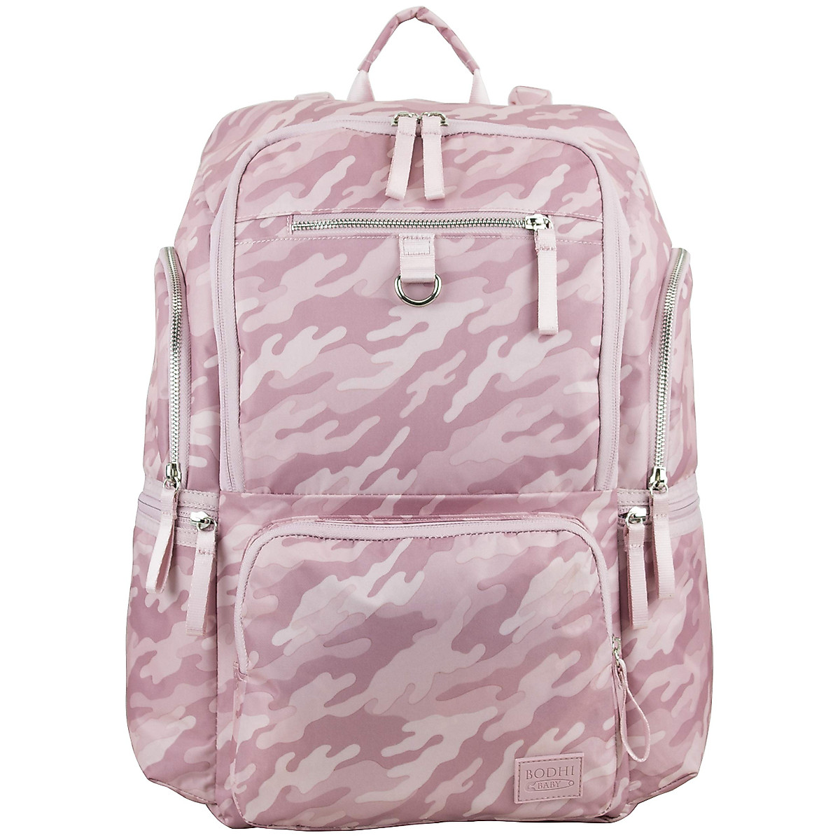 BODHI Baby Waterproof Multi-Function Travel Essentials Baby Tote Diaper Bag Backpack Changing Pad, Stroller Straps for Parents, Unisex, Pink Fluid Camo