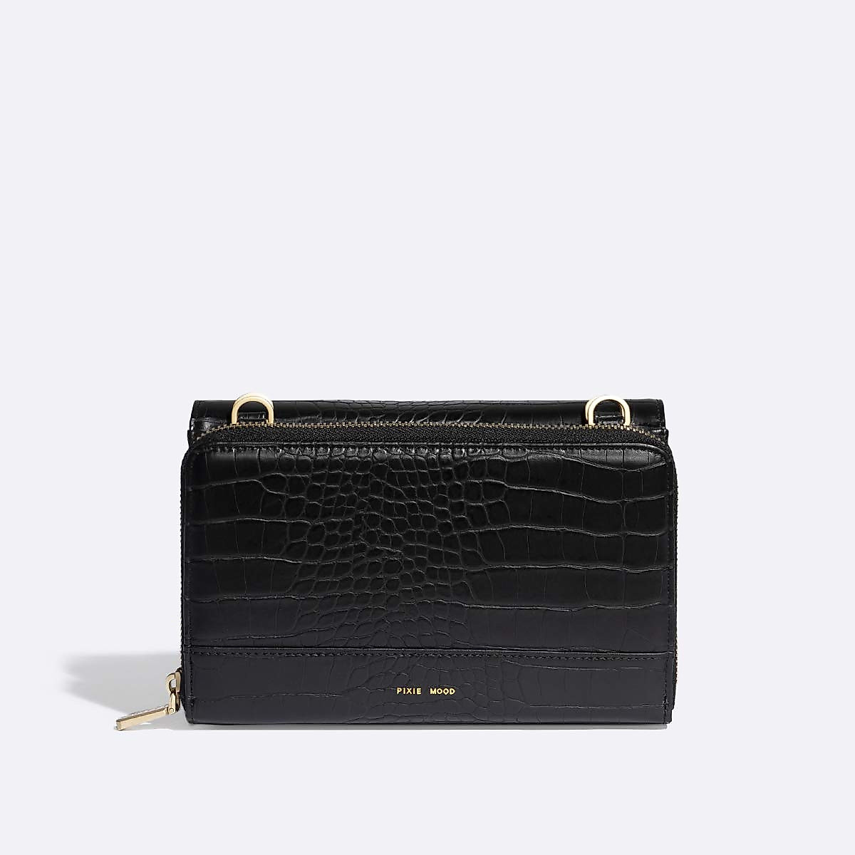 Pixie Mood Jane 7.5 x 5.13 Vegan Leather 2-in-1 Crossbody Wallet Purse, Black