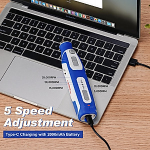 APEXFORGE M4 Cordless Rotary Tool, 4V 2.0Ah Rechargeable Battery, Keyless Chuck, 5-Speeds 25000 RPM, USB-C Charging, 91 Pcs Accessories, Protective Shield, Ideal for Sanding/Carving/Grinding and More