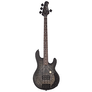 Sterling By MusicMan 4 String Bass Guitar, Right, Poplar Burl, Trans Black Satin (RAY34PB-TBKS-R2)