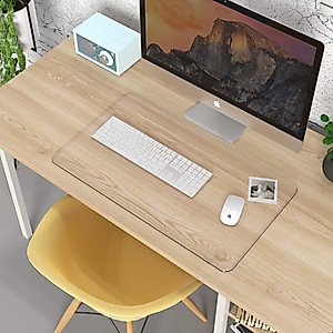 Oterri Clear Writing Desk Pad, Heat Resistant Waterproof PVC Round Edge Durable Desk Protect Mat, Anti-Static Writing Mat-23.6’’x13.7” Table Protector
