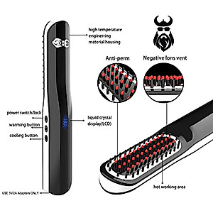 Beard Straightener, Beard Straightening Comb with Cordless/Mini Sized/Auto Shut Off for Traveling, Home, Dating
