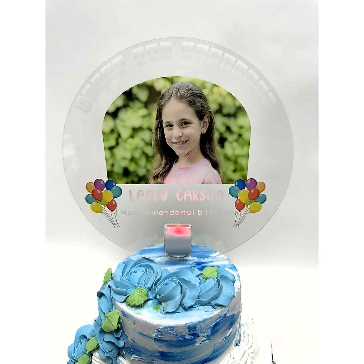 Photo Light Up Personalized Party Decor Happy Birthday Cake Top Topper With Any Photo Picture Logo Text - Mitzvah, Weddings, Birthday, Sweet 16, Anniversary, Baby Shower, Bridal Shower…