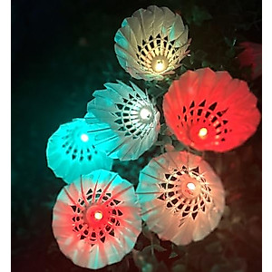 Inngree LED Badminton Birdies, LED Colourful Shuttlecock Dark Night Goose Feather Glow Birdies Lighting Outdoor Indoor Sport Activities (Colourful-6pcs)
