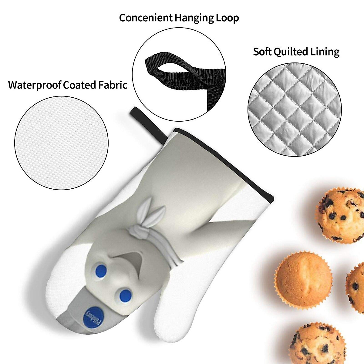 Woidxzxza Pillsbury Doughboy Oven Mitts and Pot Holders Set, Heat Resistant Kitchen Bake Gloves Non-Slip Pot Holders for Cooking, Baking,Grilling, Barbecue,BBQ