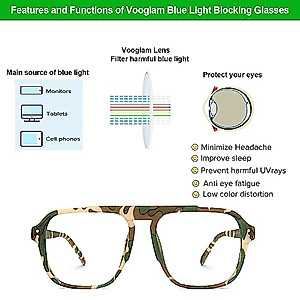 VOOGLAM Aviator Blue Light Blocking Glasses for Women Men Anti UV Eyestrain Eyewear Green Sosa GOT743013-01