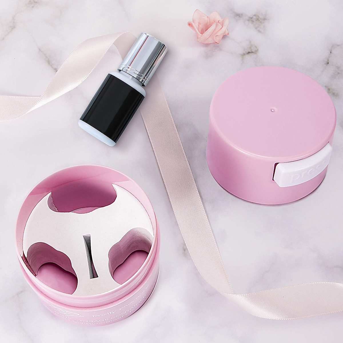 "N/A" Pretty memory Glue Storage Container for Eyelash Extensions Airtight Lash Glue Holder Tank Jar Adhesive Eyelash Extension Supplies, Pink