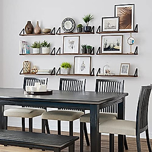 Wallniture Ponza Floating Shelves, Bookshelf for Living Room Decor, Kitchen Organization, Wall Shelves, Dining Room & Office Wall Decor, Walnut 24"x4.5" Set of 9