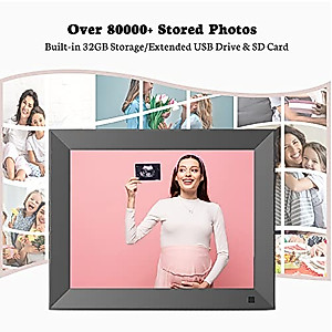 BSIMB 32GB WiFi Digital Photo Frame 10 Inch, Electronic Picture Frame with IPS Touch Screen, Instantly Share Pictures & Videos via App & Email, Auto-Rotate, Wall Mountable, Gift for Grandparents