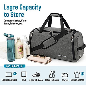 Gym Bag for Women & Men, Travel Duffel Bag for Sports, Gyms and Weekend Getaway, Waterproof Dufflebag with Wet Pocket & Shoes Compartment, Lightweight Carryon Gymbag
