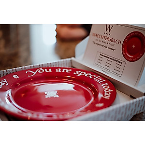 Waechtersbach You Are Special Plate, Birthday Plate or Special Occasion Plate for Celebrations – Red Dinner Plate, Microwave & Dishwasher Safe Cherry Red Plate w/ Pen & Gift Box (10.75”)