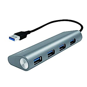LogiLink USB Hub for PC/Laptop, Aluminium Housing Aluminium Silver 4-Port
