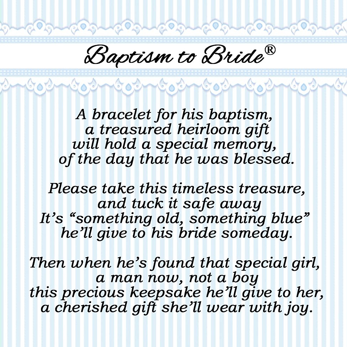 Cherished Moments Baptism to Bride Cross Bracelet for Boys in Sterling Silver