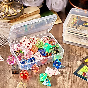 Qeirudu 24 Pcs Mixed Sizes Rectangle Mini Plastic Containers - 4 Mixed Small Craft Storage Boxes with Hinged Lids Clear Bead Organizer for Jewelry Findings, Office Supplies and Game Pieces