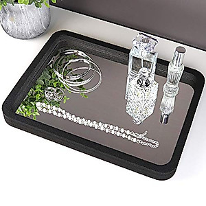 Polar Whale 2 Polished Mirrored Bottom Vanity Organizer Trays for Home Bedroom Bathroom Perfume Jewelry Makeup Storage Stand Washable Durable Black Foam with Heavy Metal Mirror Large 12 x 9 Inches