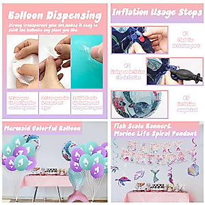 192pcs Mermaid Birthday Party Decorations, Happy Birthday Little Mermaid Theme Party Supplies Including Balloons Banner Tablecloth Plates Cups Napkins Cake Topper Gift Bag for Girls Kids Serve 20
