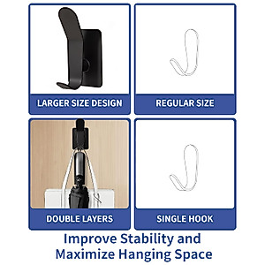 UEMUSI Towel Hooks, Stainless Steel Adhesive Hooks Heavy Duty, 4 Pack Bathroom Hooks for Hanging Towel Coat Hat, Wall Hooks Stick on Bathroom Kitchen and Bedroom, No Drilling Sticky Hooks, Black