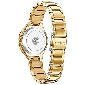 Citizen Women's Eco-Drive Dress Classic Crystal Watch in Gold-tone Stainless Steel, Silver Dial (Model: FE1192-58A)