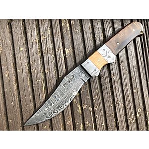 Perkin HK899 Damascus Steel Hunting Knife With Sheath