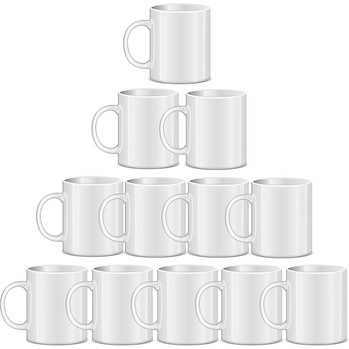 RAINBOWTIE Sublimation Mugs, Sublimation Mugs Blank, 11oz Sublimation Coffee mugs,White Coated Ceramic Cup, Mug Sets - set of 12
